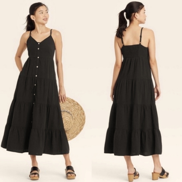 Universal Thread | Dresses | Universal Thread Black Cotton Button Down ...